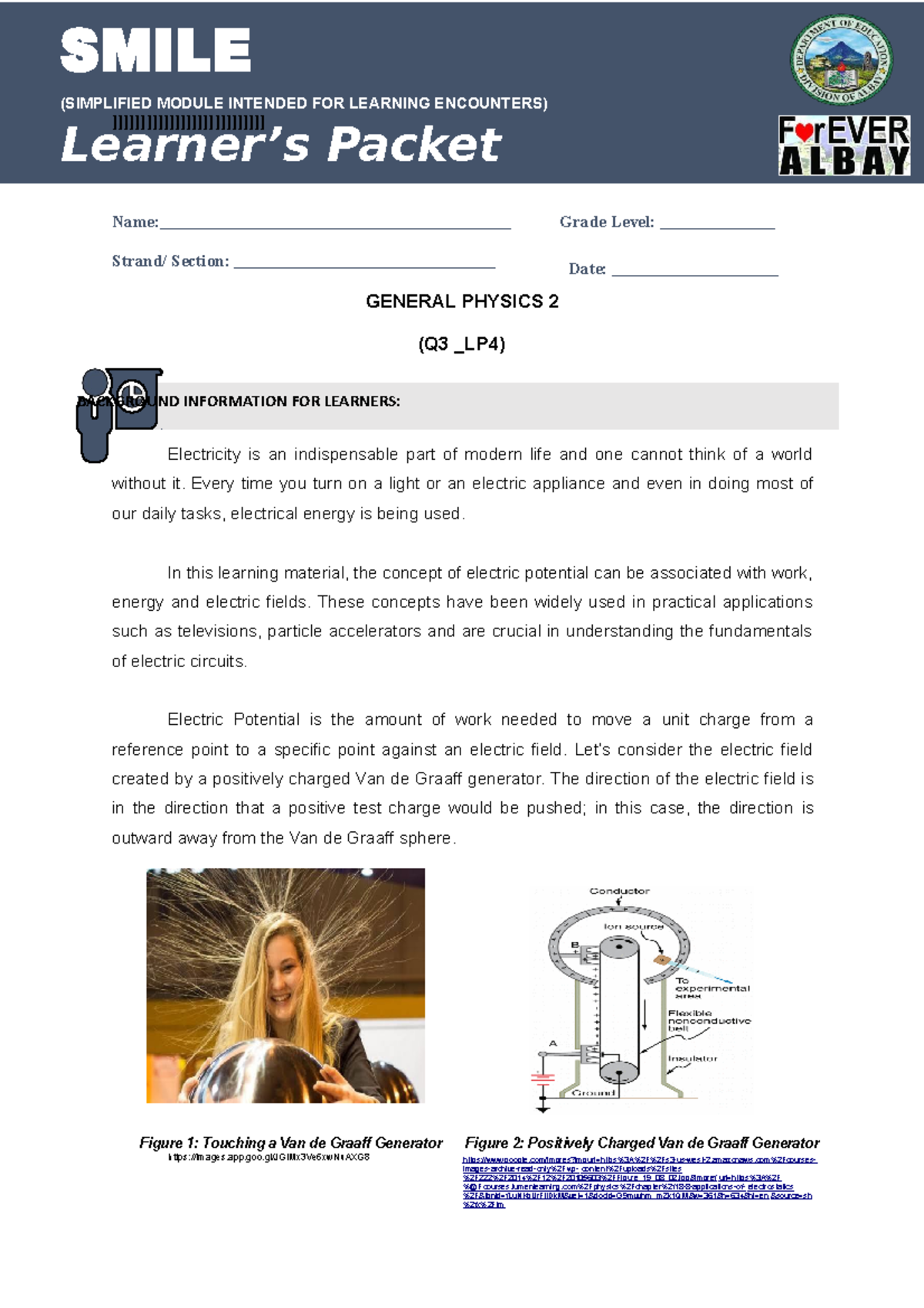 GEN- Physics-2 LAS no. 4 - BACKGROUND INFORMATION FOR LEARNERS: SMILE ...