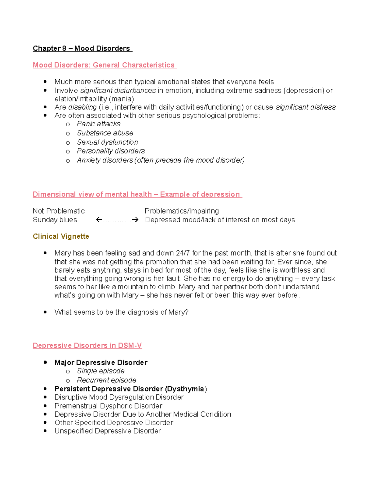 CH 8 - Mood disorders - Chapter 8 – Mood Disorders Mood Disorders ...