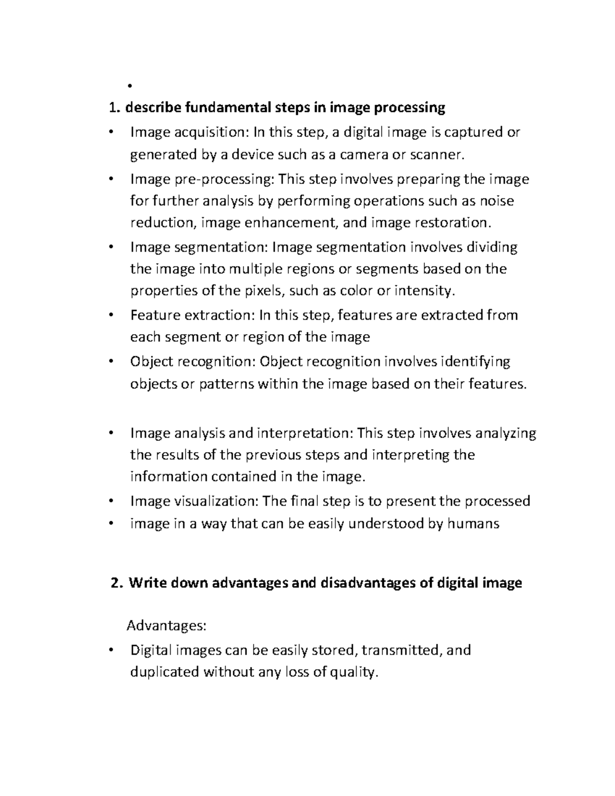 DIP IMP answer for paepr - describe fundamental steps in image ...