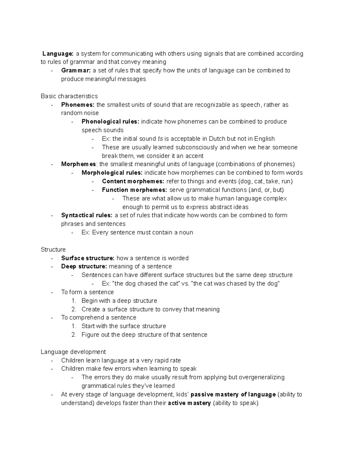 2nd test psych 202 language, thought, and intelligence notes - Language ...