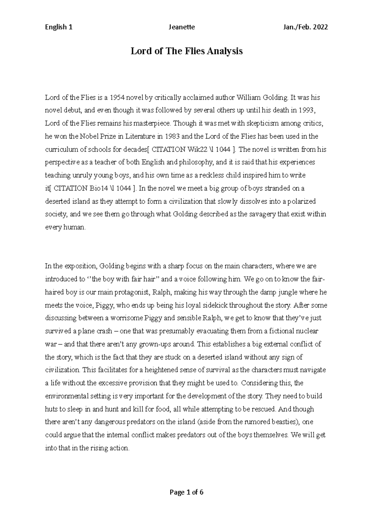 Lord of the Flies Analysis - Lord of The Flies Analysis Lord of the ...