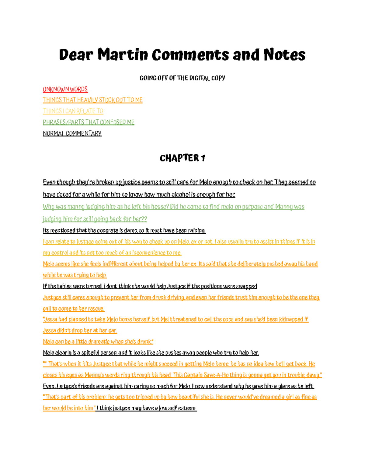 Dear Martin Annotation Commentary Doc - Dear Martin Comments and Notes ...
