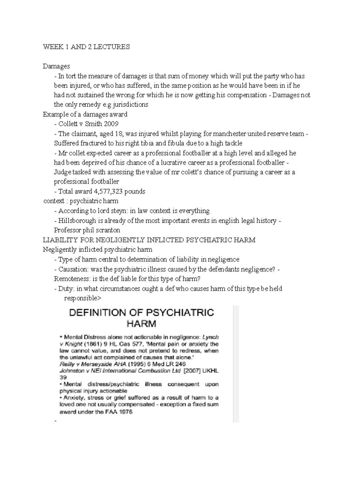 Copy of TORT LAW 2 - more in depth notes that discuss the different ...