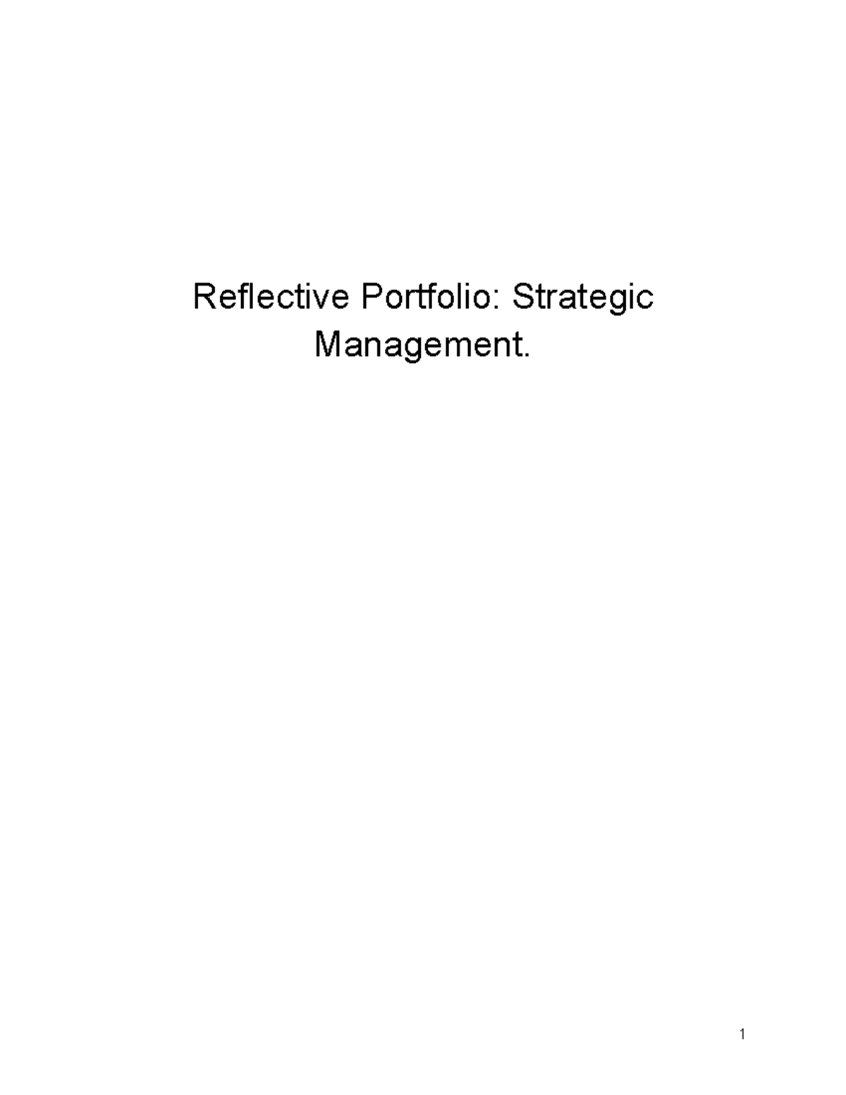 Reflective Portfolio Strategic Management - Abstract Strategic Planning ...