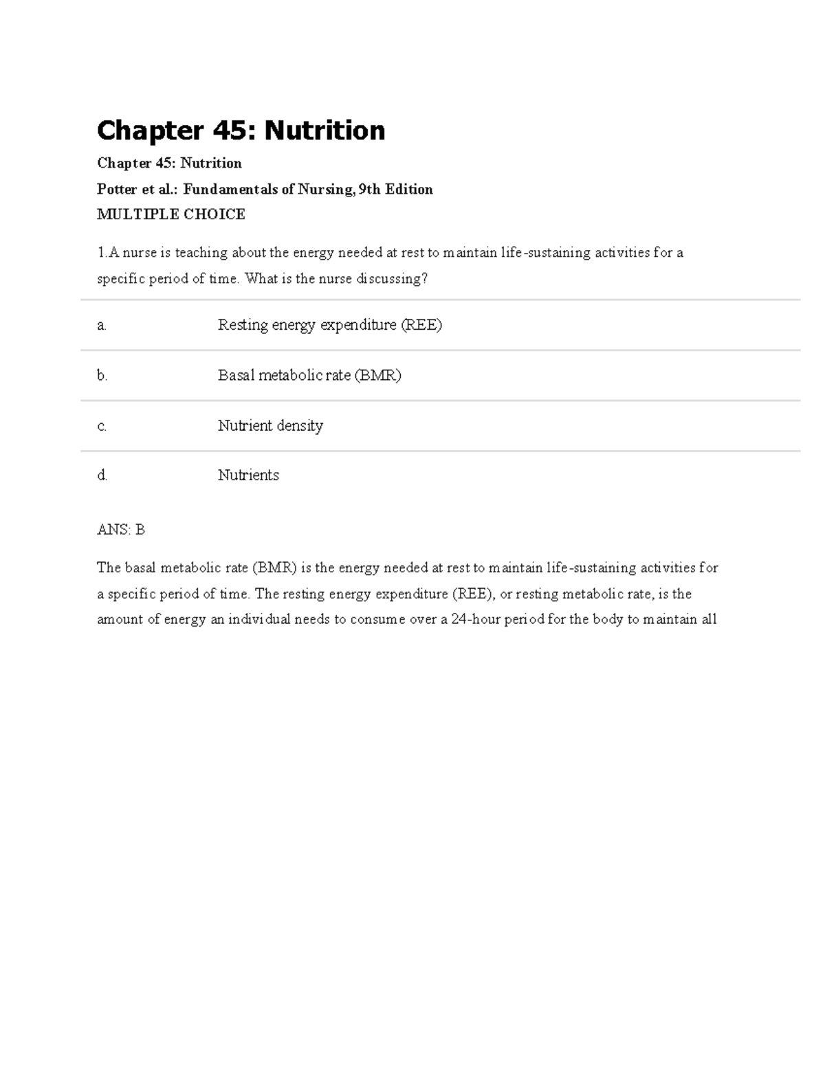 Chapter 45 Nutrition - Chapter 45: Nutrition Chapter 45: Nutrition ...