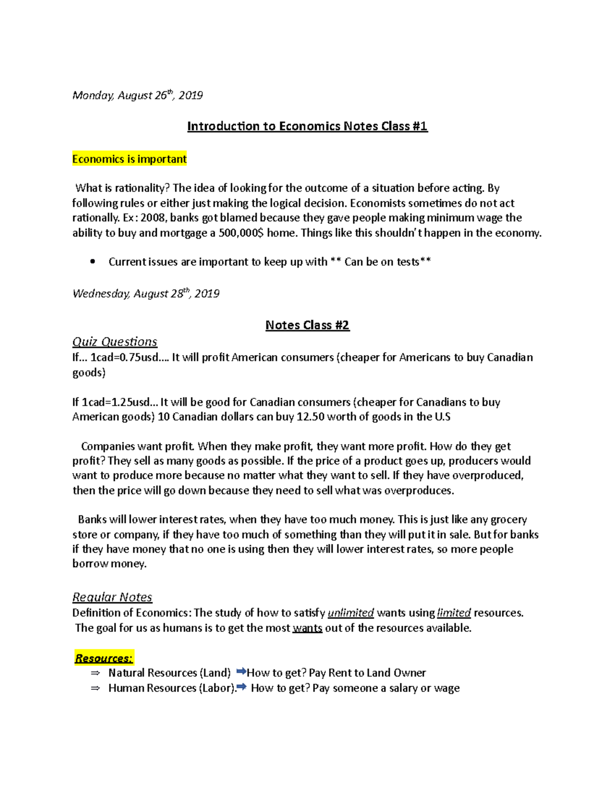 Economics Notes - By following rules or either just making the logical ...