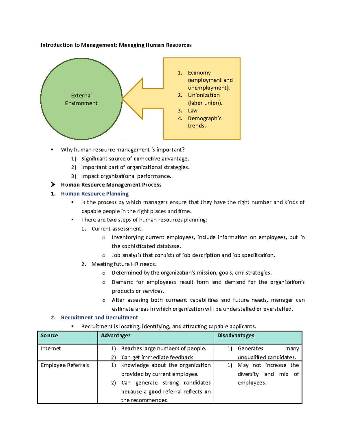 Managing Human Resources - 2) Important part of organizational ...