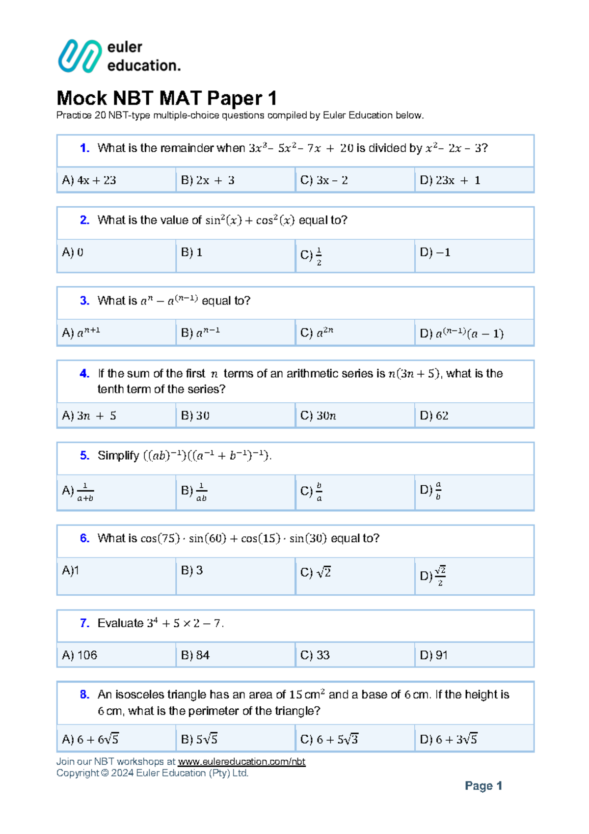 NBT MAT Paper 1 Rev2 - Join our NBT workshops at eulereducation/nbt ...