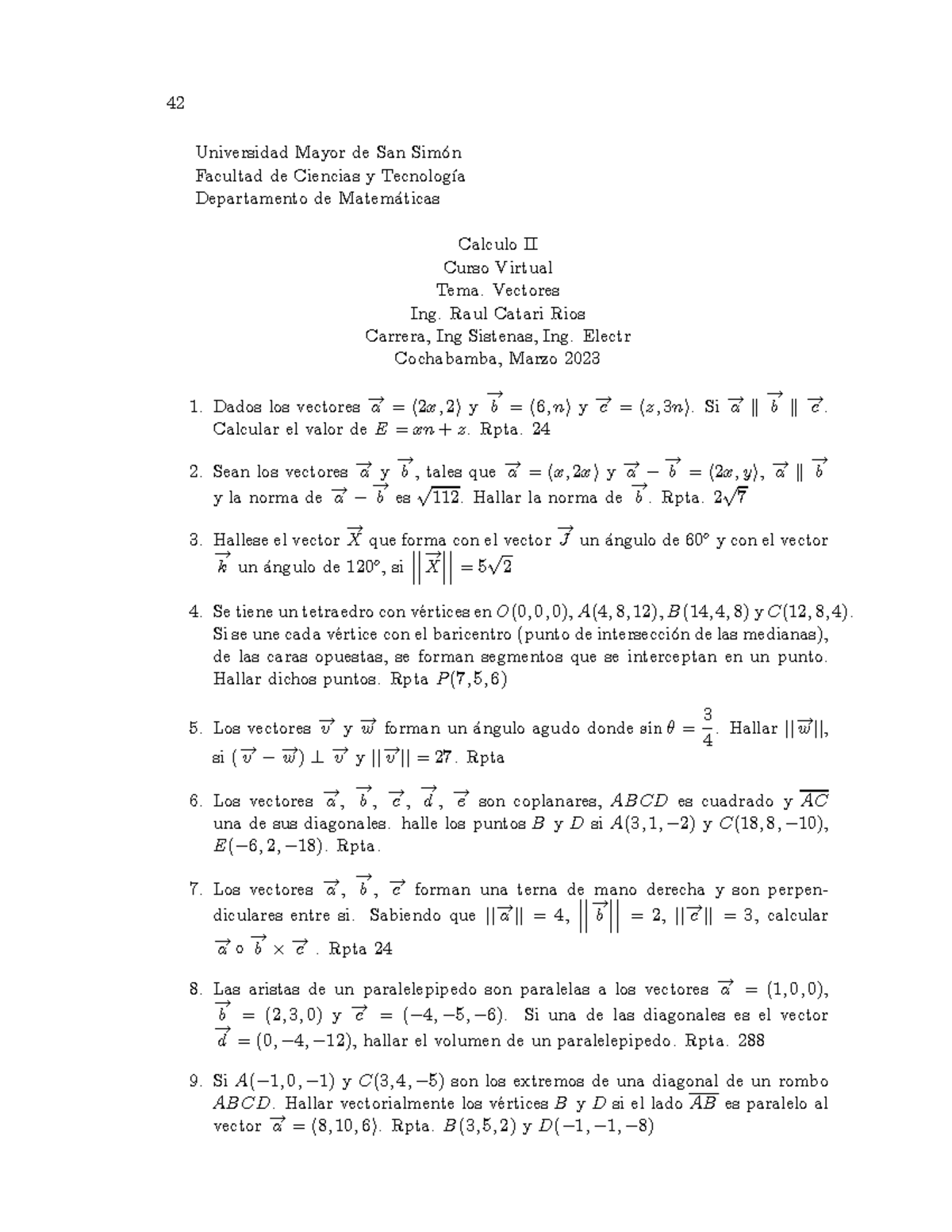 Vect - es un practico de vectores - 42 Universidad Mayor de San Simón ...