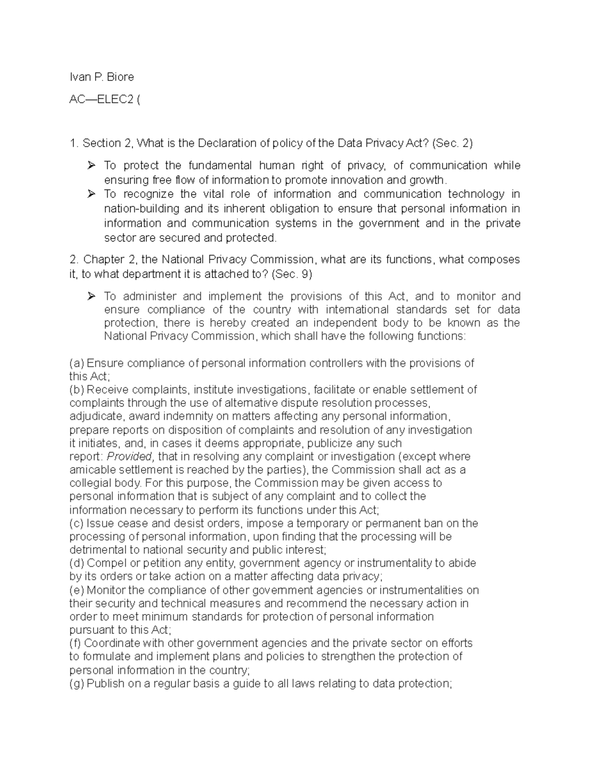 AC-ELEC2 Assignment 3 - Ivan P. Biore AC—ELEC2 ( Section 2, What is the ...