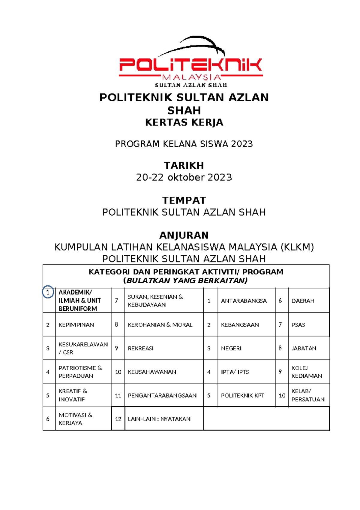 CTH Paperwork - its about an example - POLITEKNIK SULTAN AZLAN SHAH ...