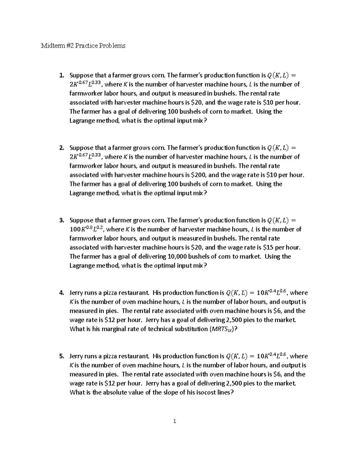 Optimal input mix in production functions - Studocu