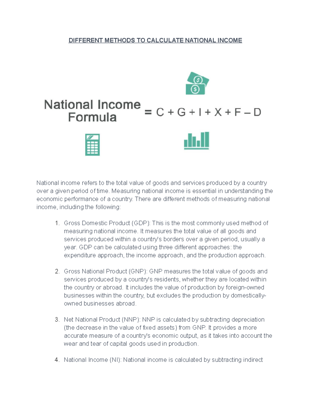 Different Methods TO Calculate National Income - DIFFERENT METHODS TO ...