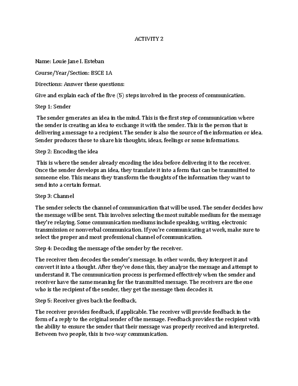 Esteban, Louie Jane I. Activity 2 - ACTIVITY 2 Name: Louie Jane I ...