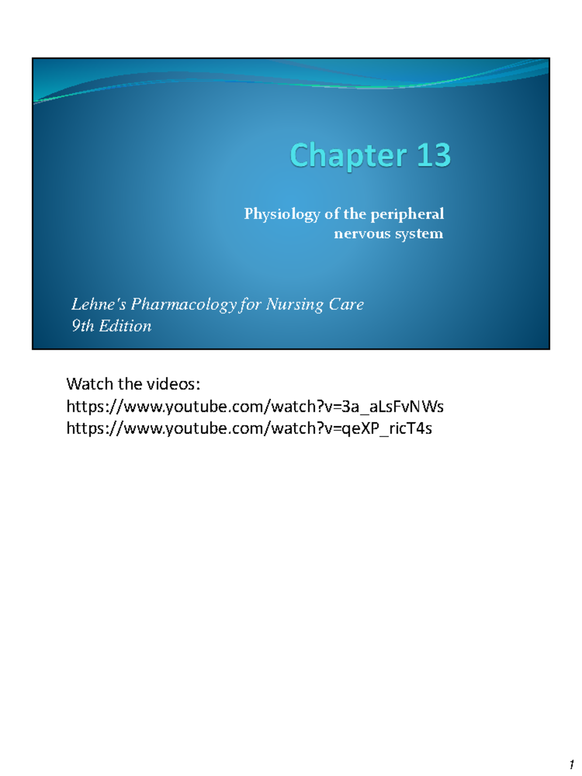 3. Autonomic nervous system B - Physiology of the peripheral nervous ...