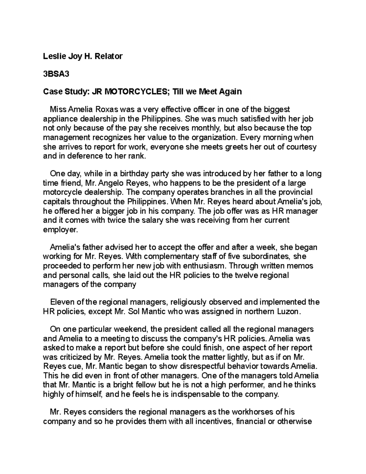 Case Study 5 - Professional Elective - Leslie Joy H. Relator 3BSA Case ...
