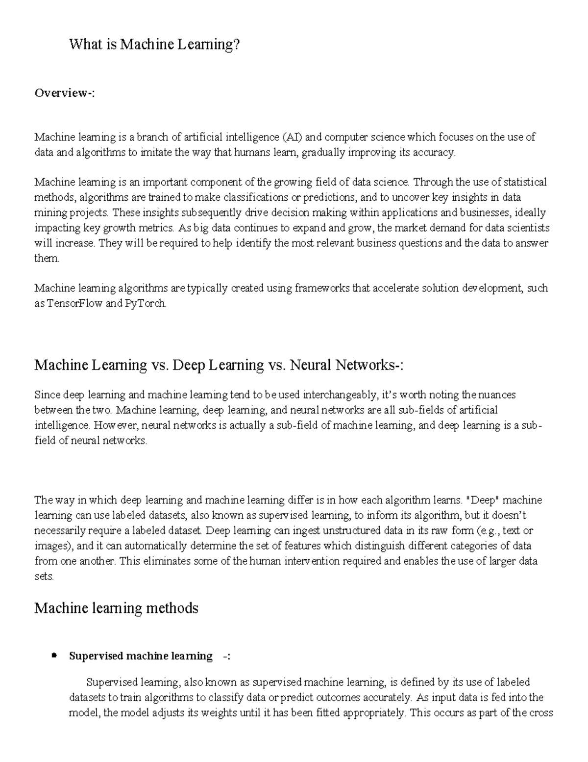 What is Machine Learning - What is Machine Learning? Overview-: Machine ...