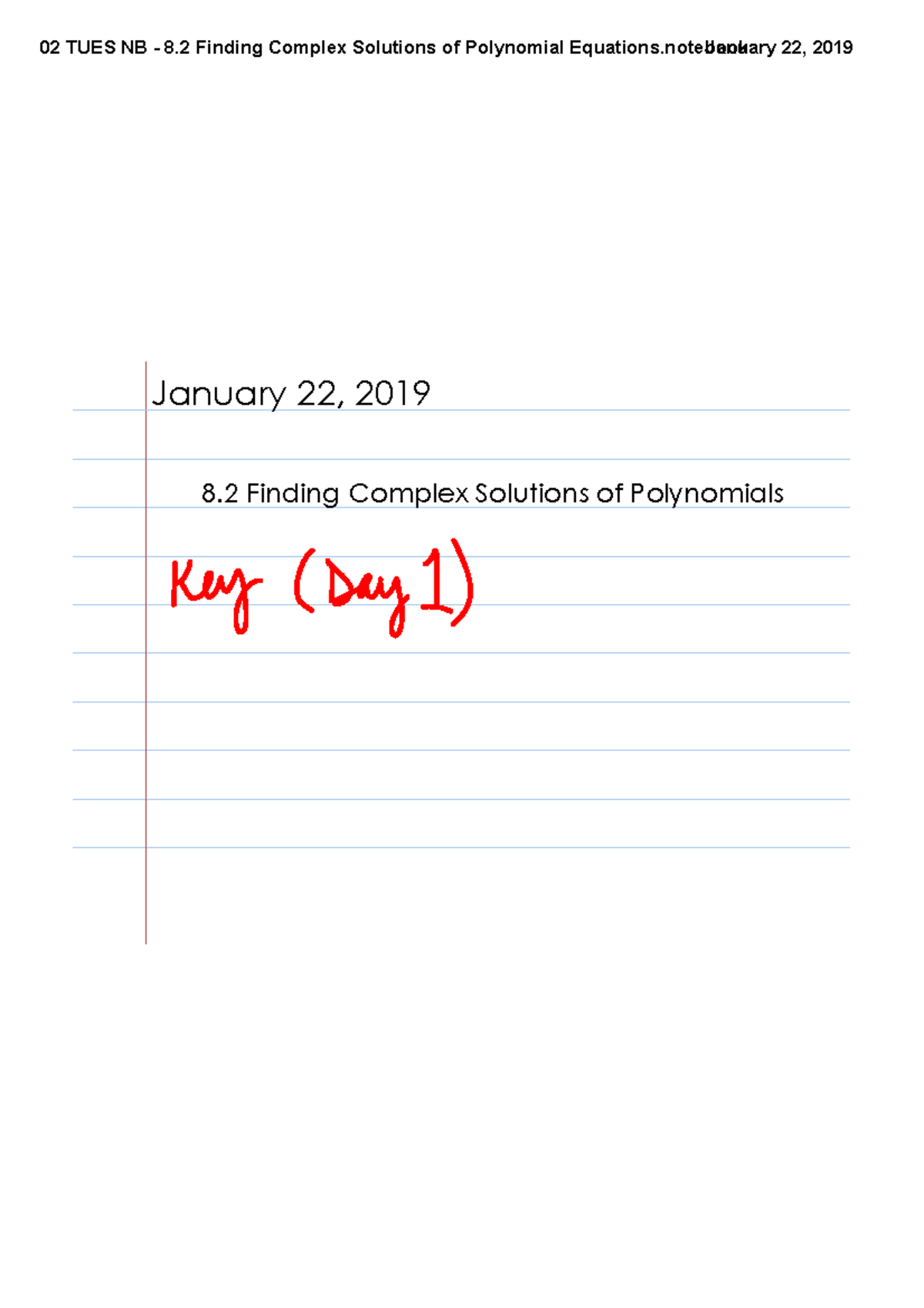 KEY+ Notes+8 - notes - MATH 2414 - January 22, 2019 correct answer 8 ...
