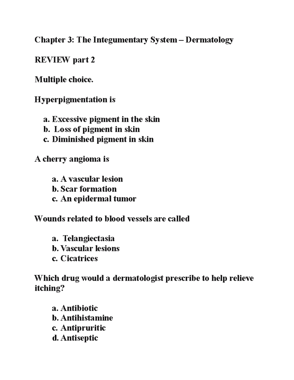 Chapter 3- The Integumentary System – Dermatology Review part 2 ...