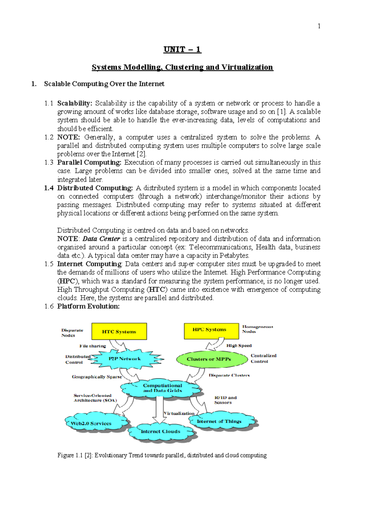 CC unit - 1 - Cloud Commputing Material - UNIT – 1 Systems Modelling, Clustering and ...