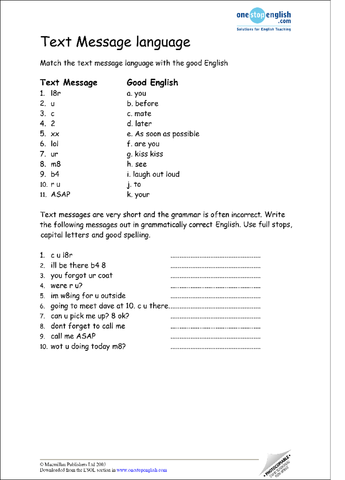 TEXT Message Language - Apuntes 3 - Ingles - Studocu