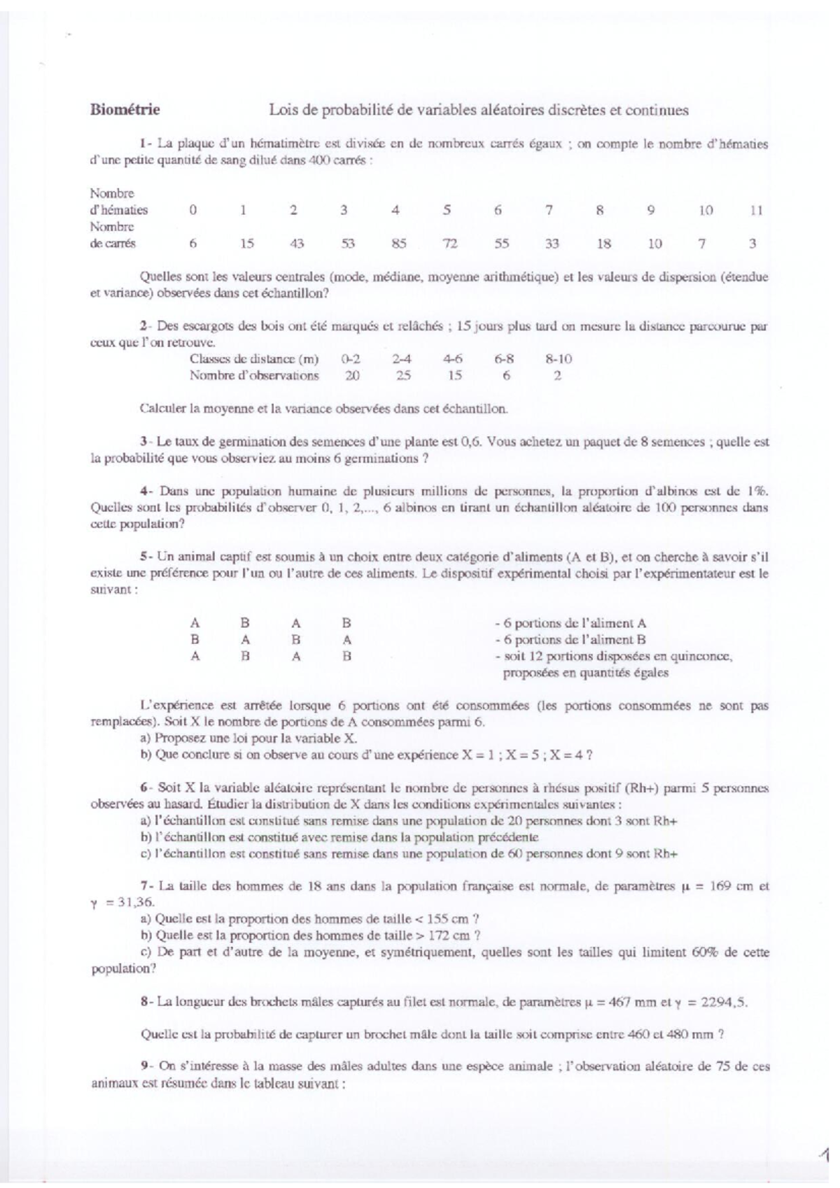 Exercices LOIS ET Estimation - Probabilités - Studocu