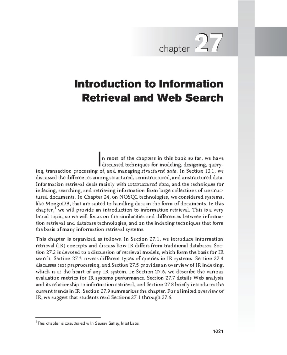 Chapter 27 Introduction to Information Retrieval and Web Search ...