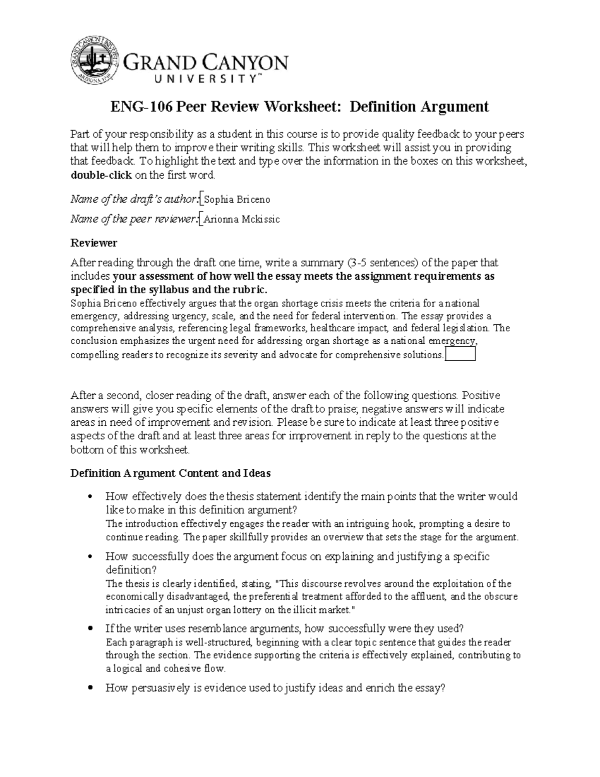 ENG106 Definition Peer Review Worksheet - ENG-106 Peer Review Worksheet ...