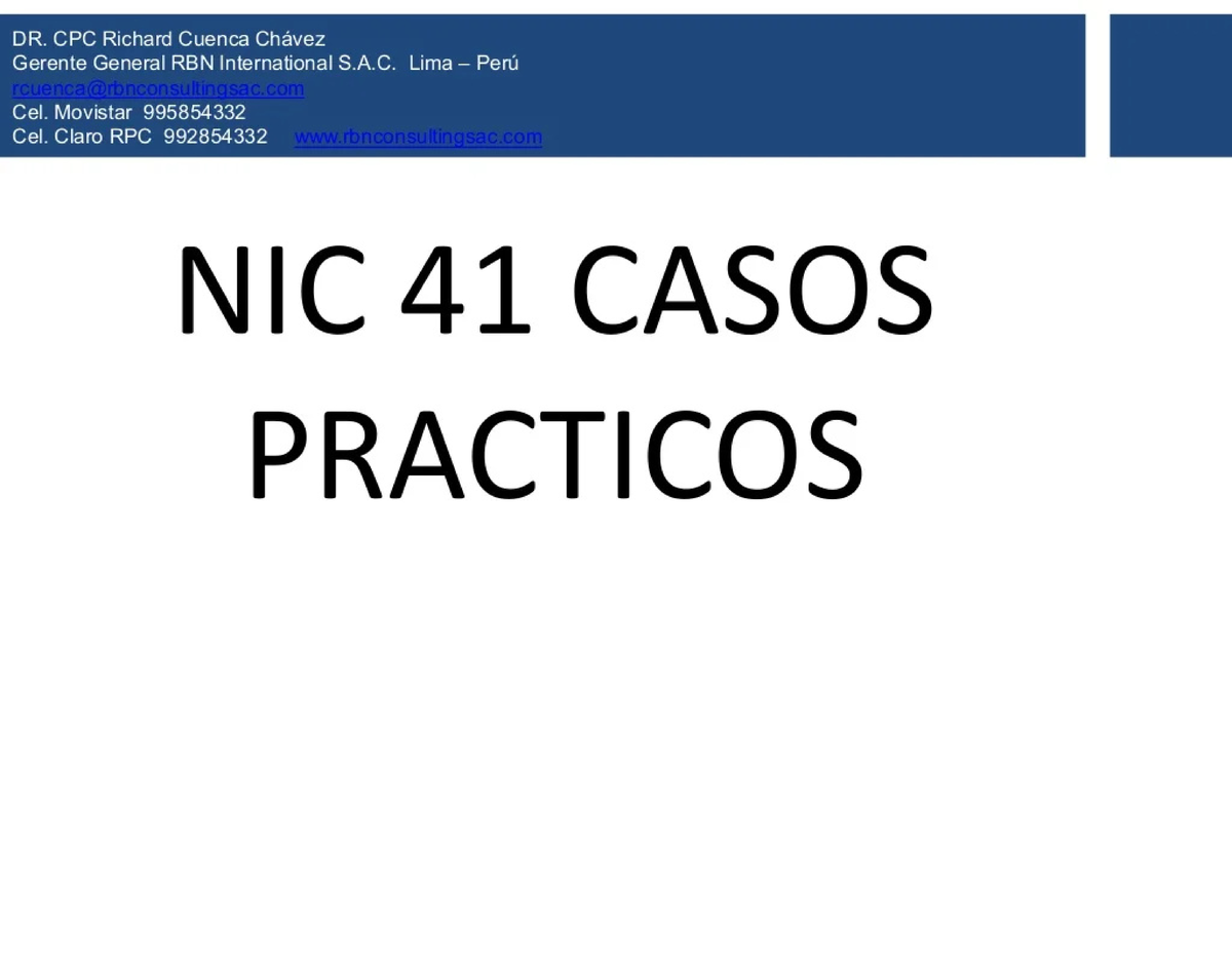 Nic41111 - nic 41 - contabilidad gerencial - Studocu