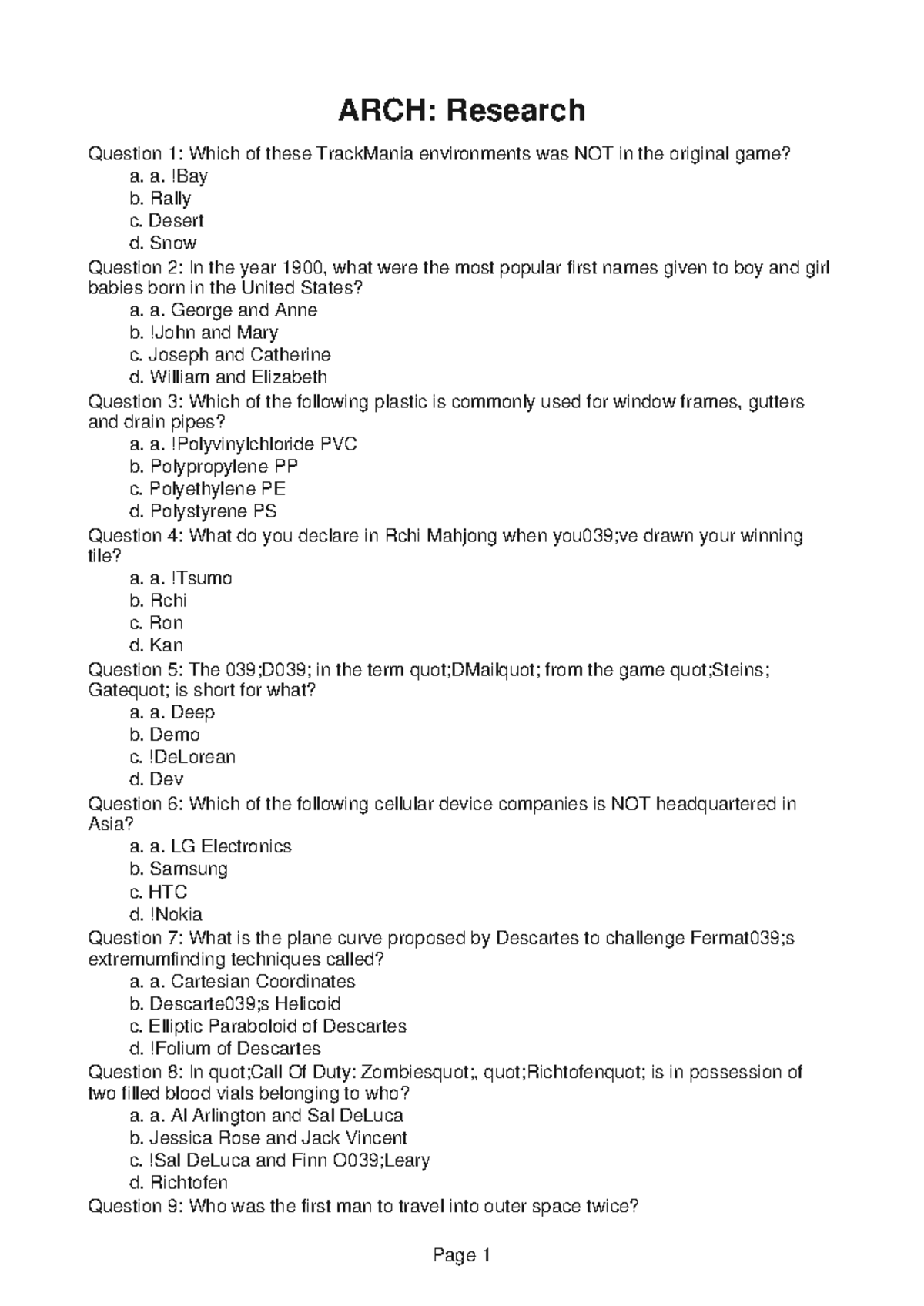 ARCH109 Group Assignment 3 - ARCH: Research Question 1: Which of these ...