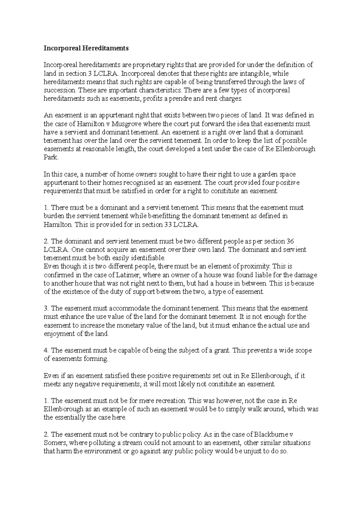 Incorporeal Hereditaments - Incorporeal Hereditaments Incorporeal ...