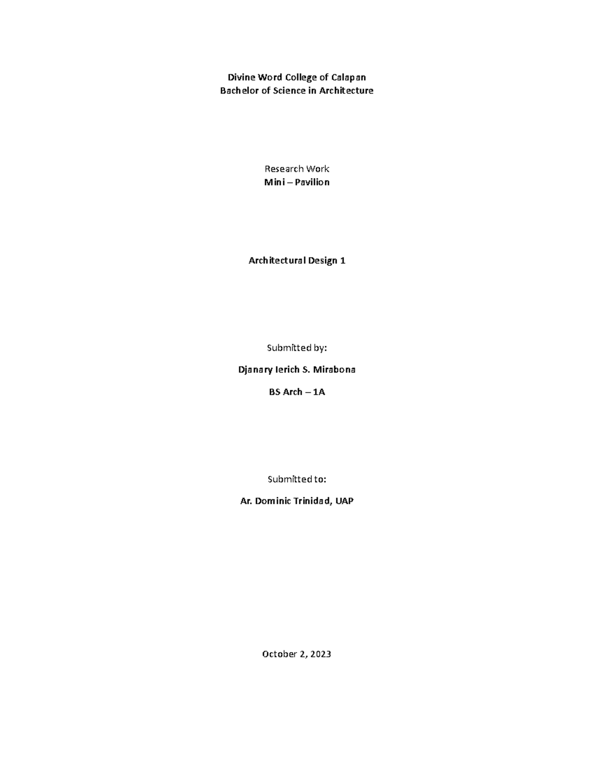 Mini-pavilion - design concept and design considerations of mini ...