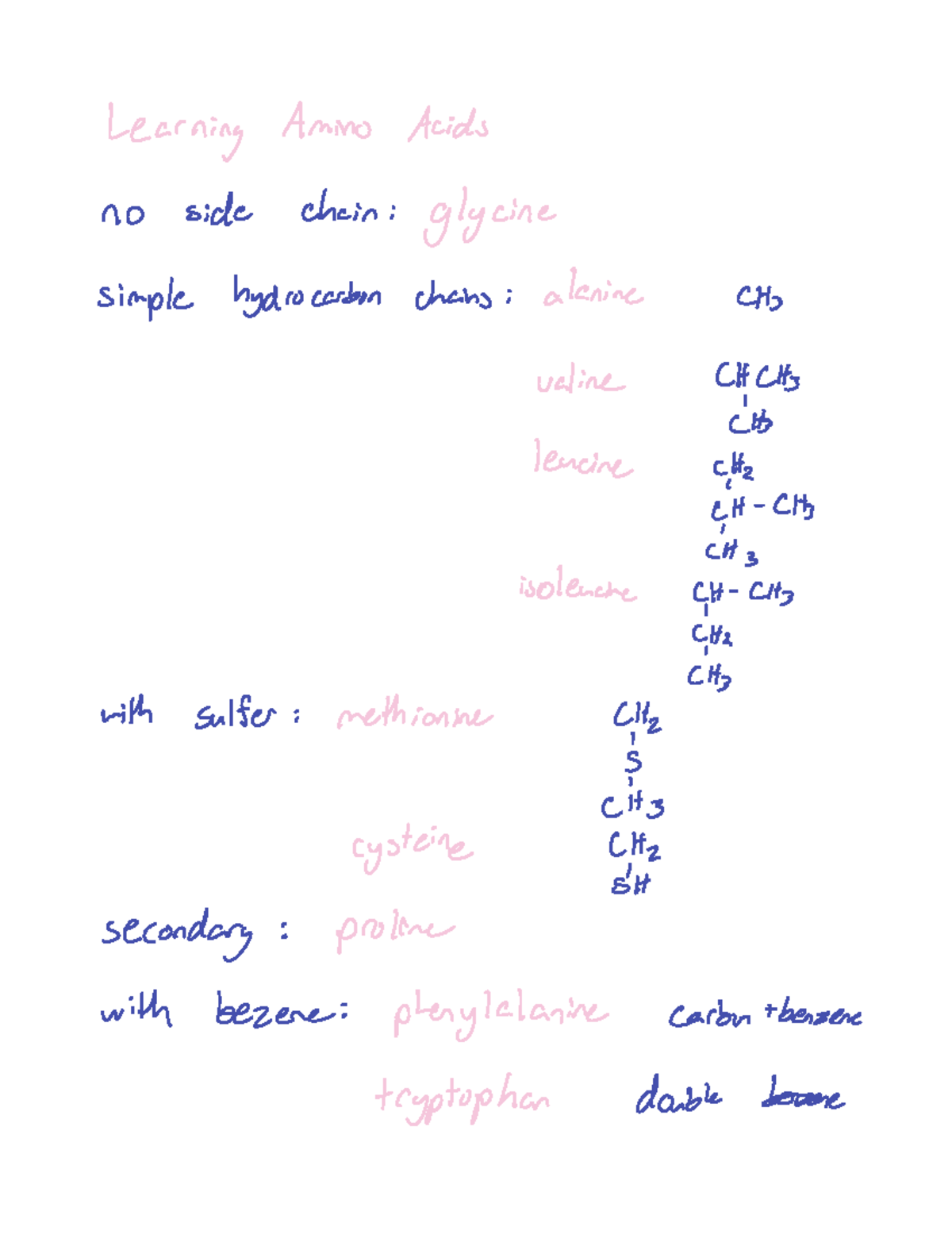 Note Sep 15, 2022 - Learning amino acids practice - ####### Learning ...