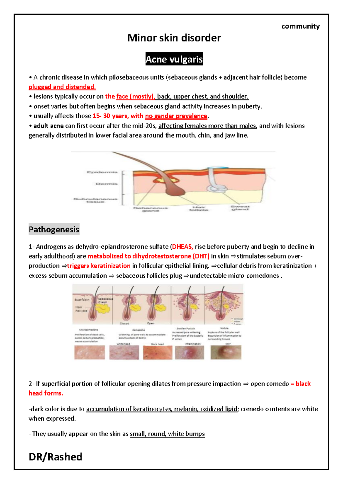 DOC-20240408-WA0018 - .llkjkljk - Minor skin disorder Acne vulgaris A ...