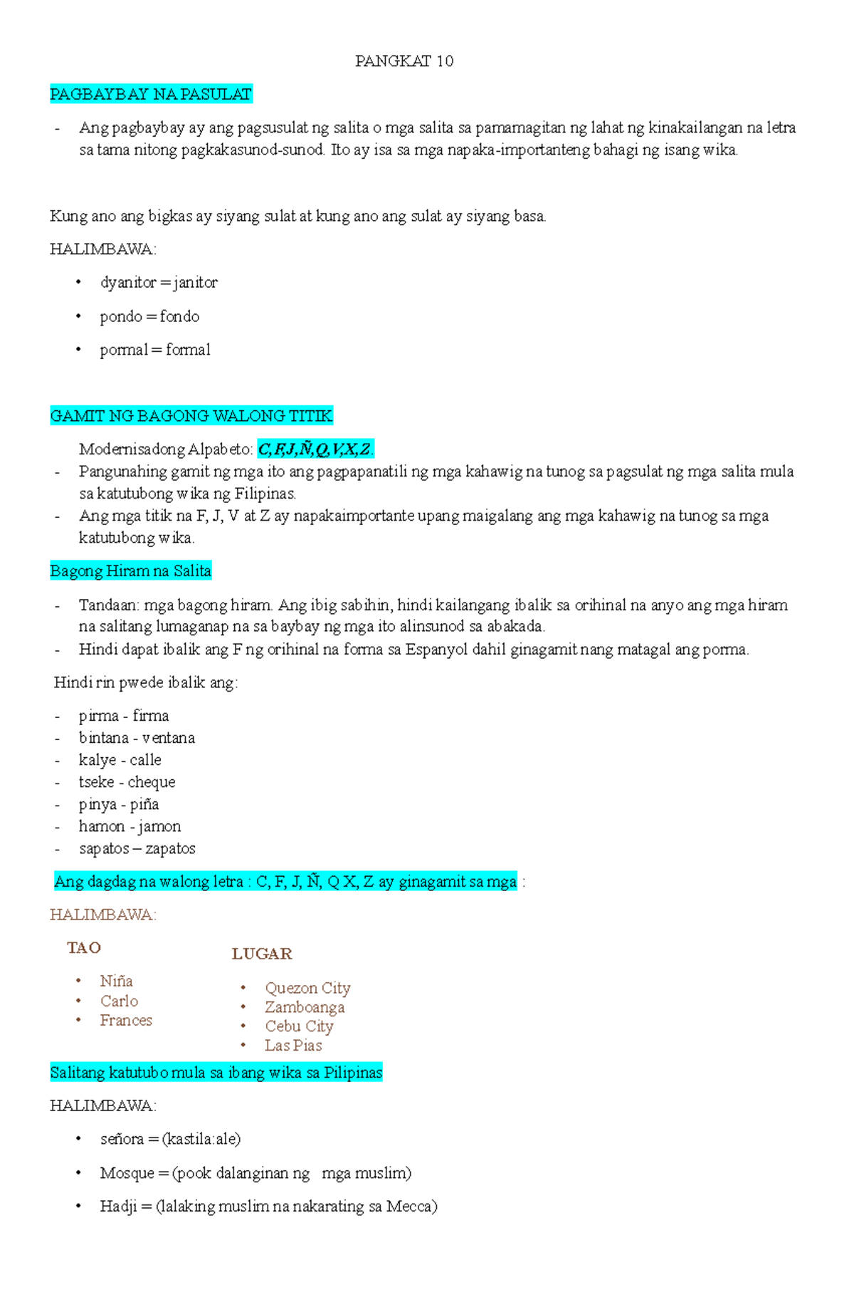 Pangkat 10 - Akademiko sa wikang filipino - PANGKAT 10 PAGBAYBAY NA ...