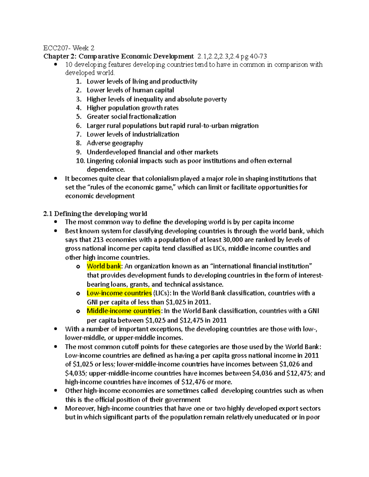 EC207 week2 - ECC207- Week 2 Chapter 2: Comparative Economic ...