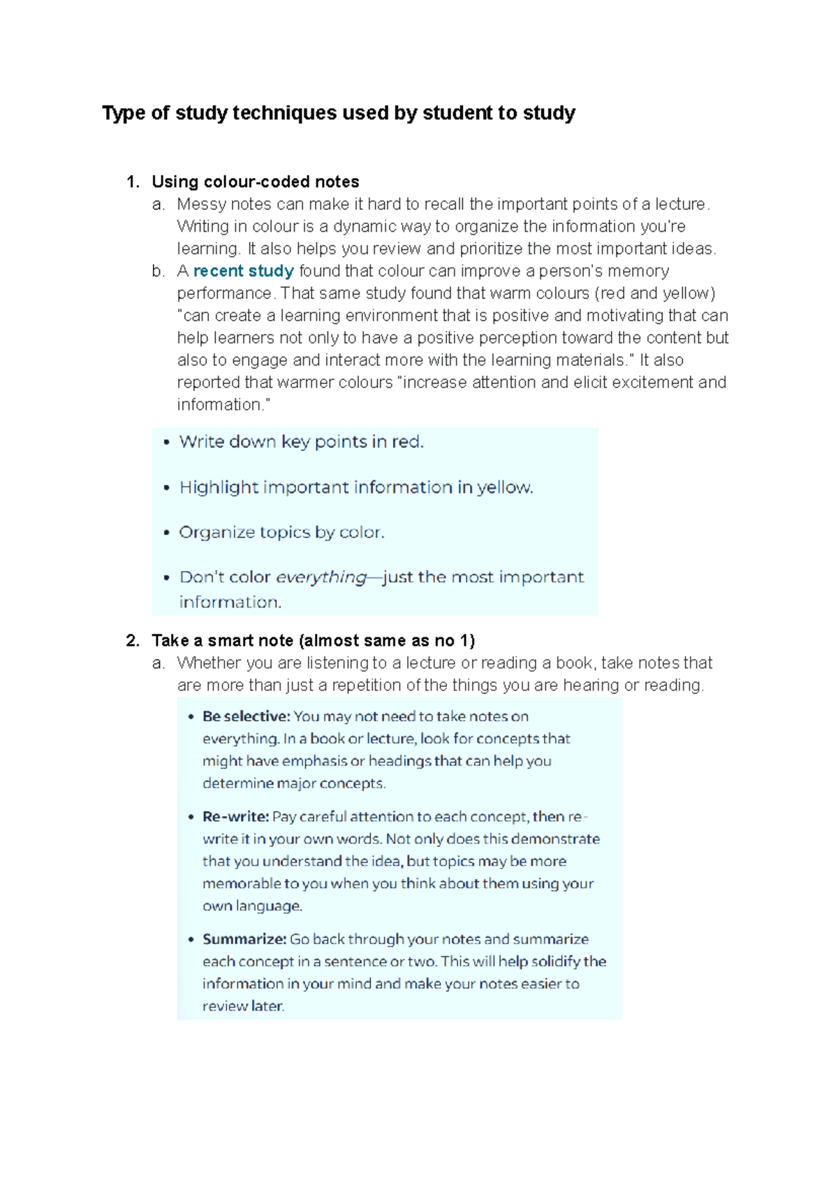 Type of study techniques used by student to study - Messy notes can ...