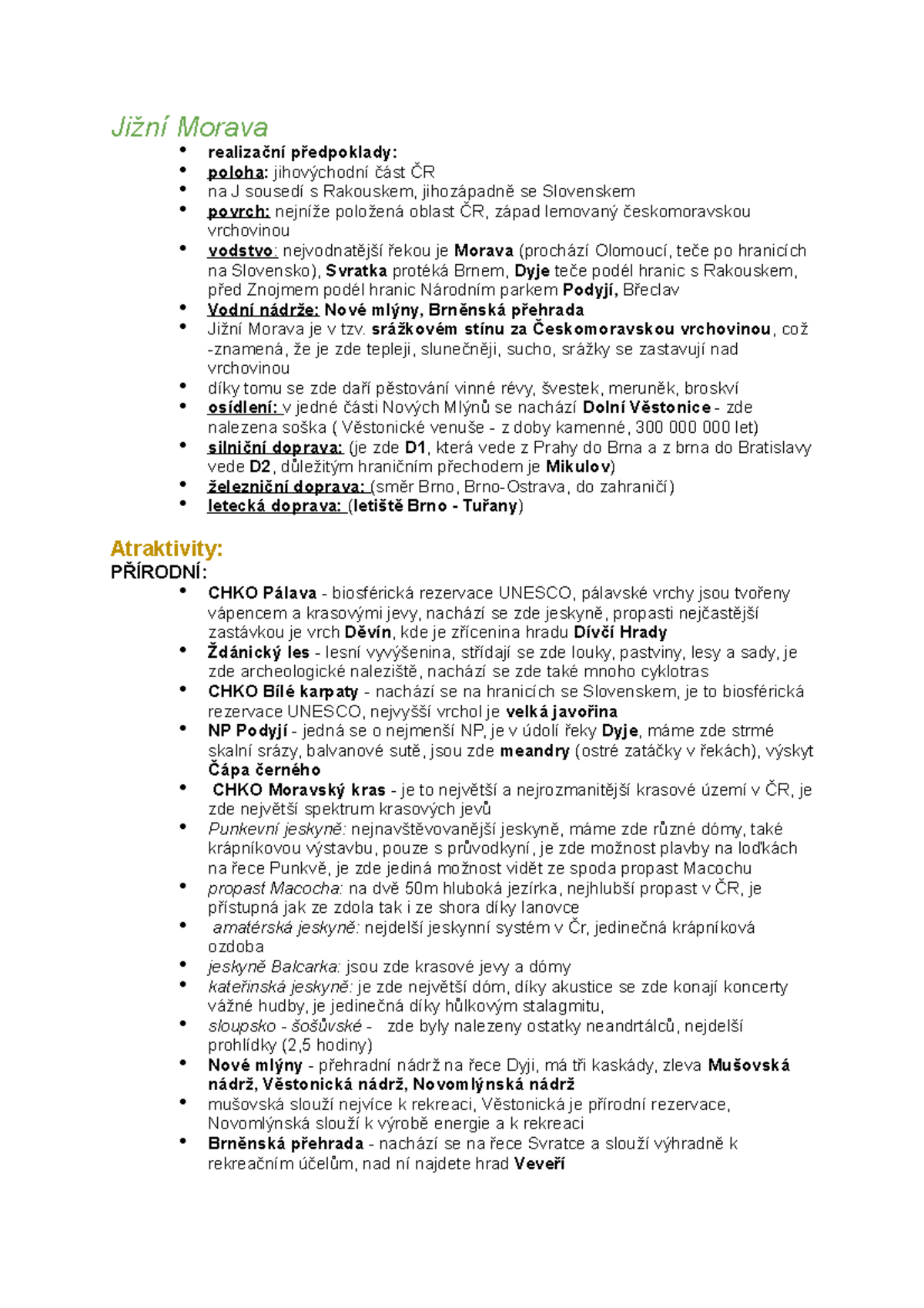 Jižní Morava - ZCR - Jižní Morava realizační předpoklady: poloha ...