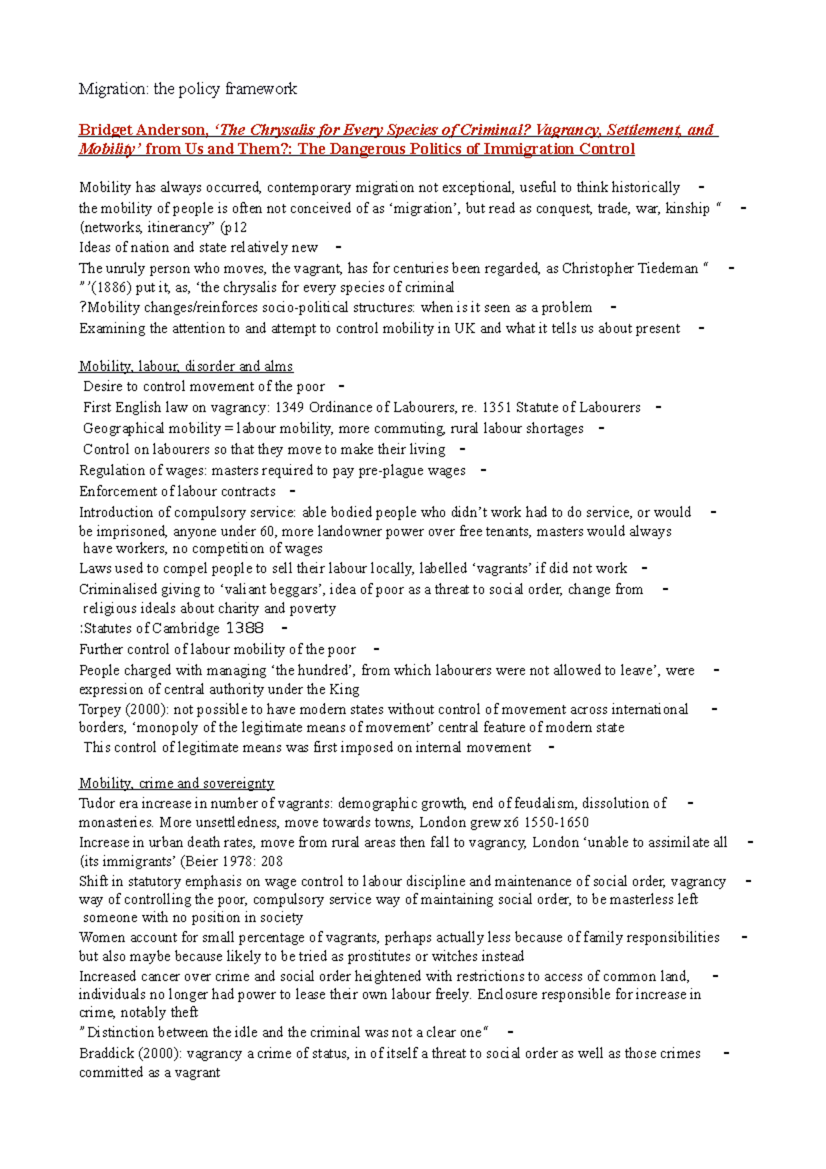1. Migration - Notes - LAW4026 - Studocu
