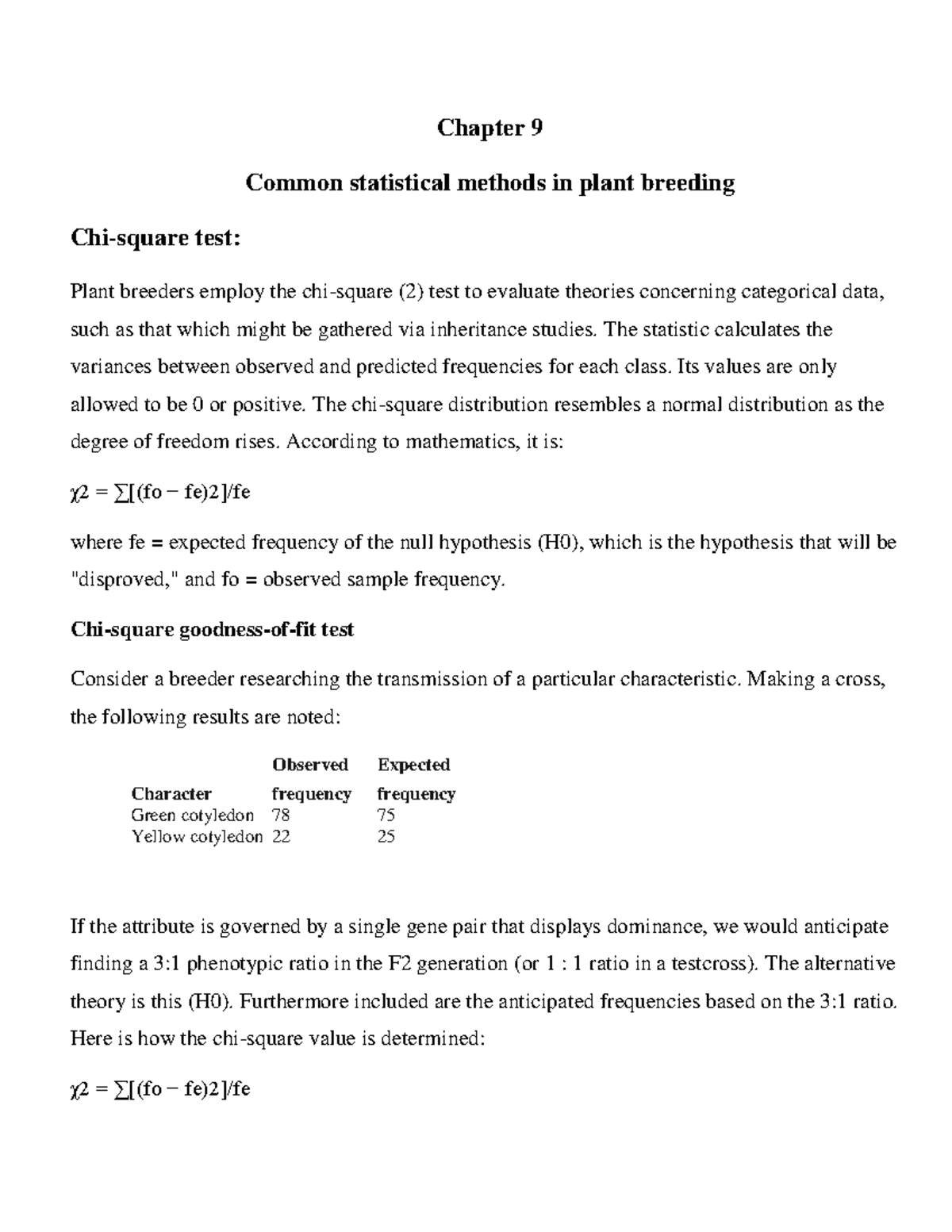 Principles of plant genetics and breeding 66 - Chapter 9 Common ...