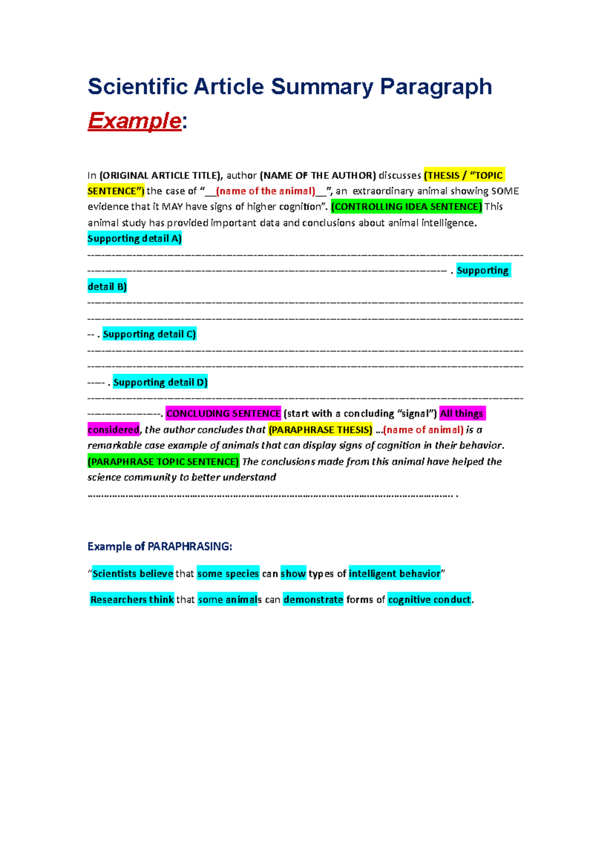 ARW2 - Writing Process 1 - STEP 2 - Writing A Summary Dfraft OF A ...