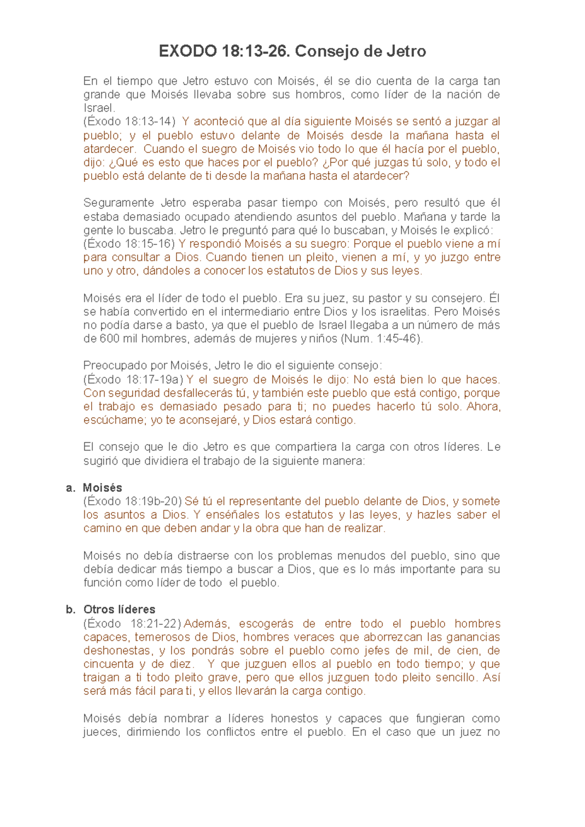 Exodo 18 - EXODO 18:13-26. Consejo de Jetro En el tiempo que Jetro ...