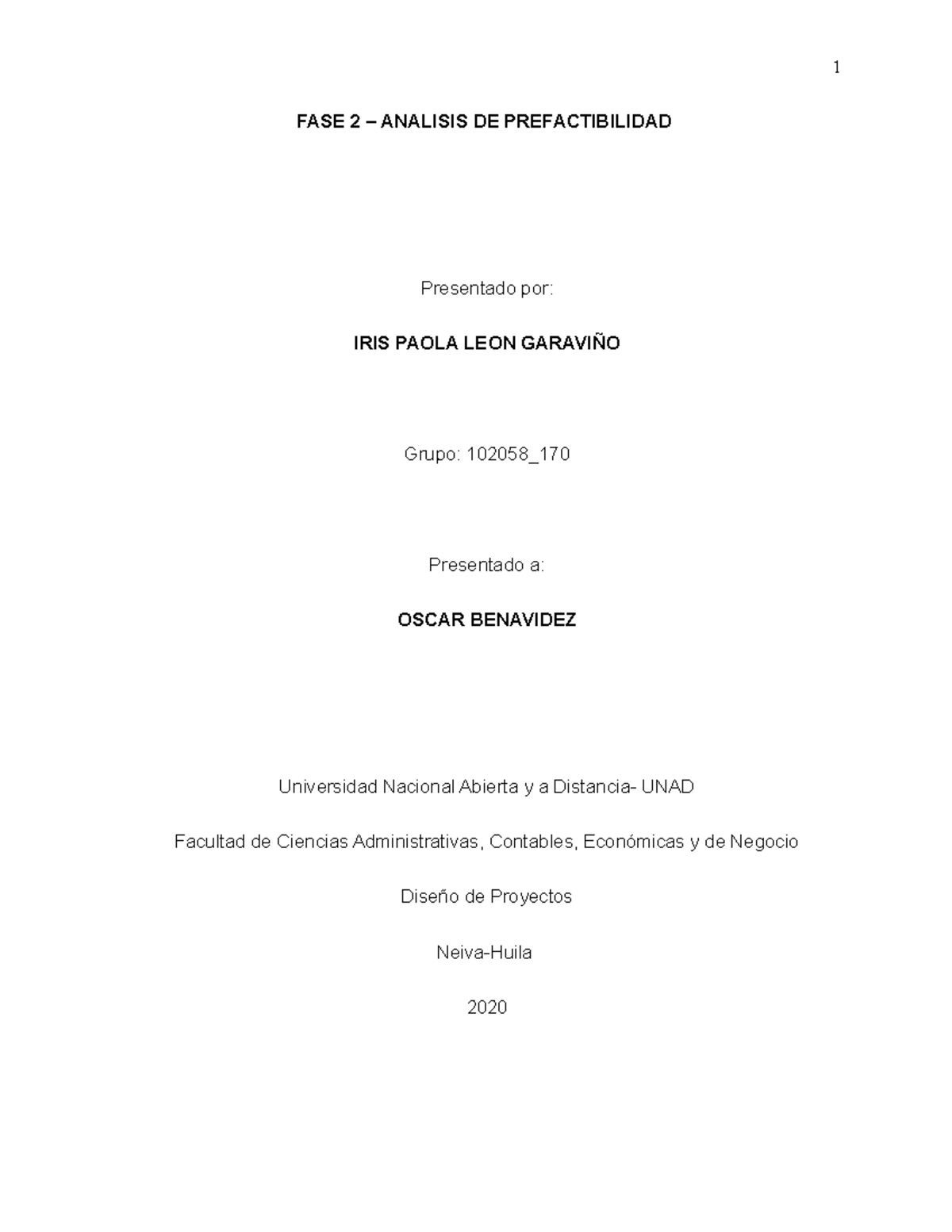 Fase 2 Analisis DE Prefactibilidad - 1 FASE 2 – ANALISIS DE ...