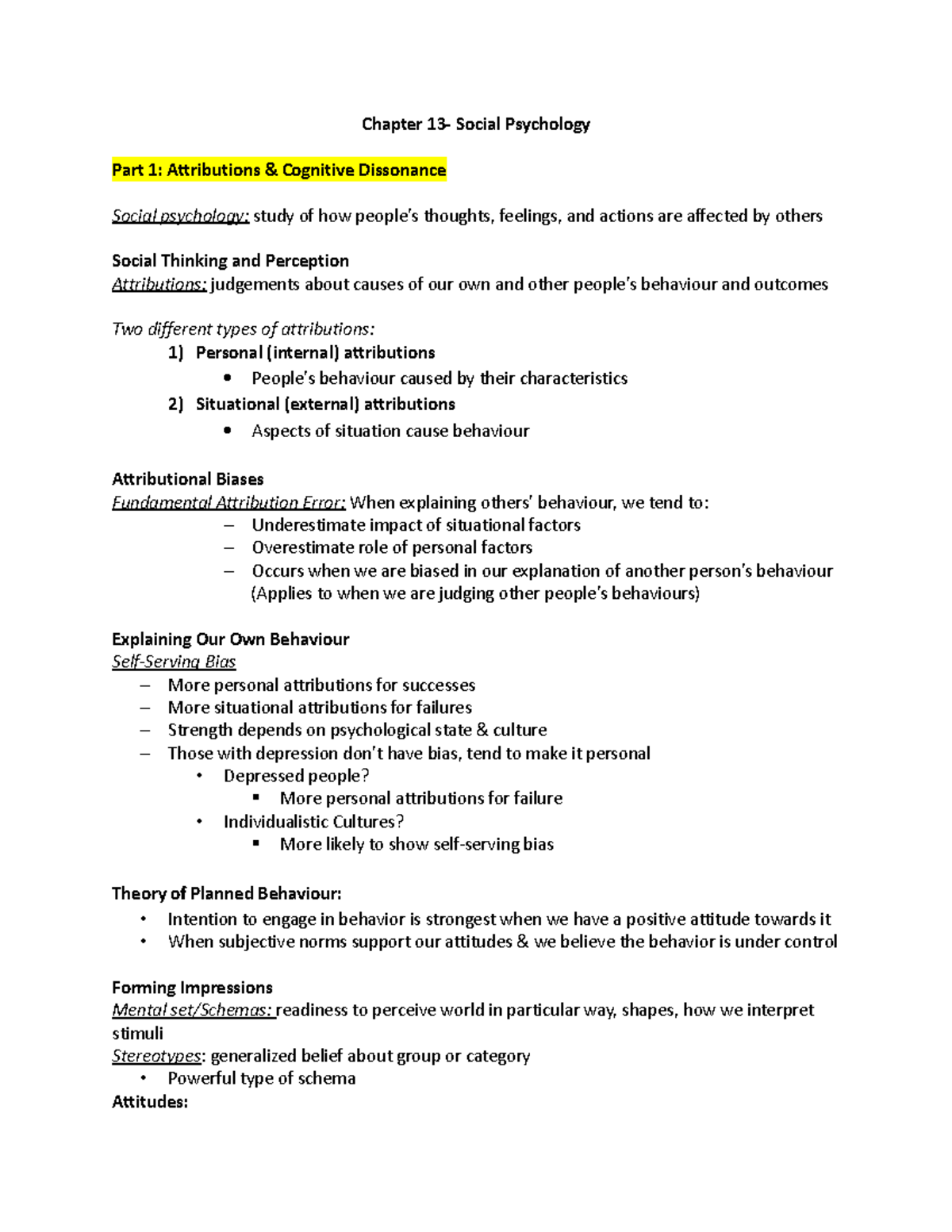 CHAPTER 13- Social Psych - Chapter 13- Social Psychology Part 1 ...