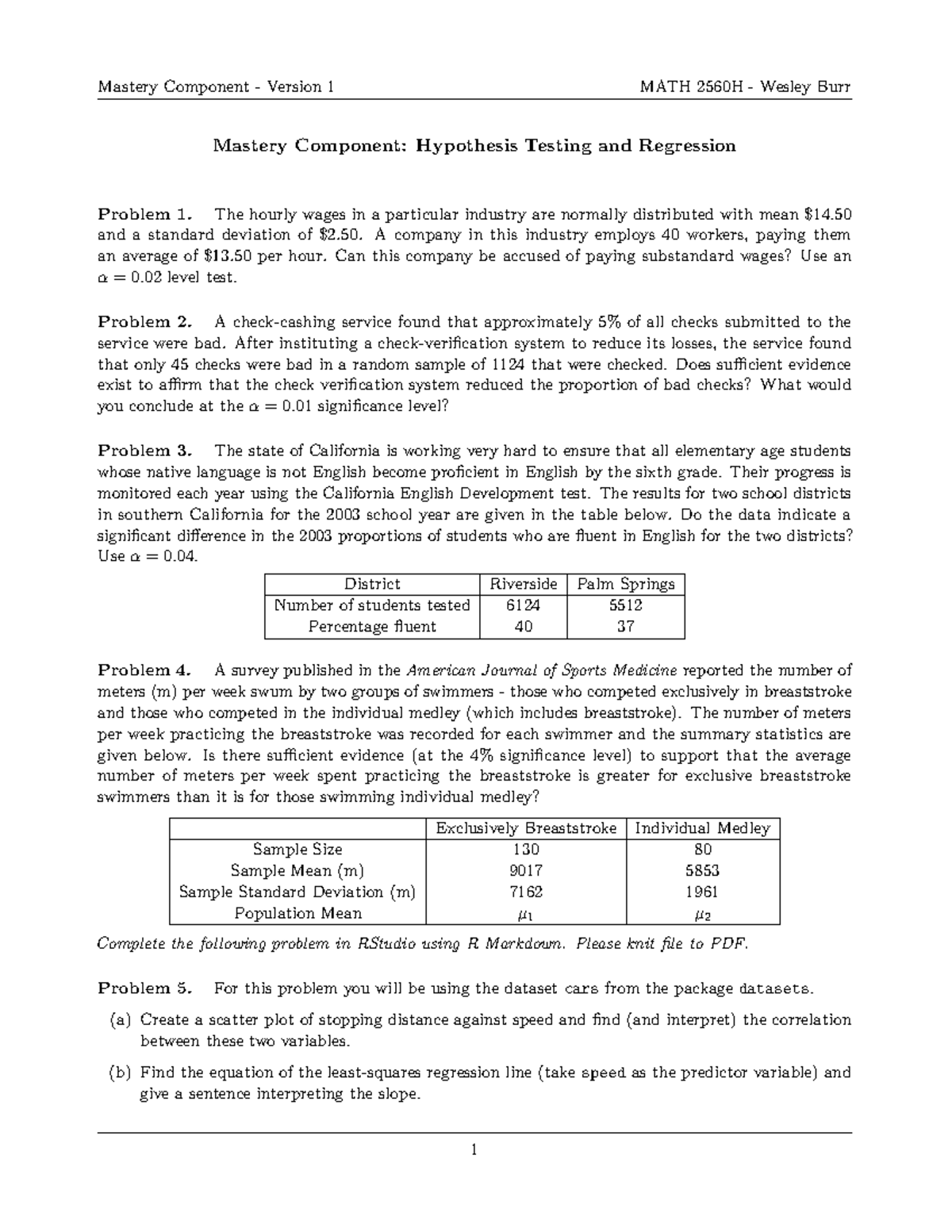 2560WI21 Hyp Test Regression v1 - Mastery Component - Version 1 MATH ...