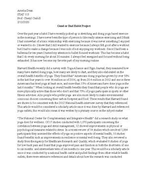 Project 1 - In an research paper titled “The effects of aerobic ...