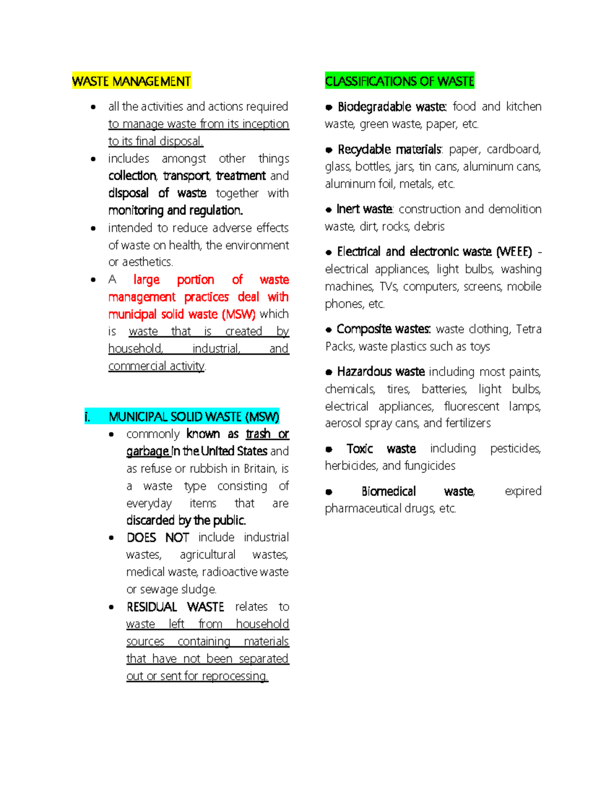 Waste Management - WASTE MANAGEMENT all the activities and actions ...