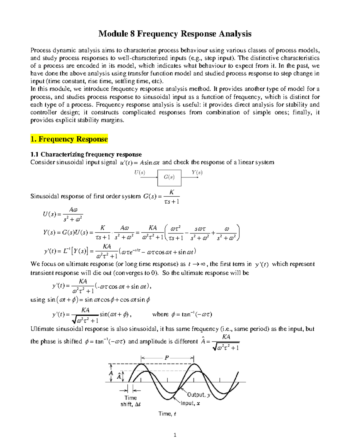 M8a Frequency Response Analysis - Module 8 Frequency Response Analysis ...