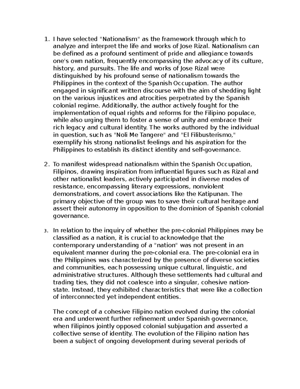 02Quiz1 RPH - RPH - I have selected "Nationalism" as the framework ...