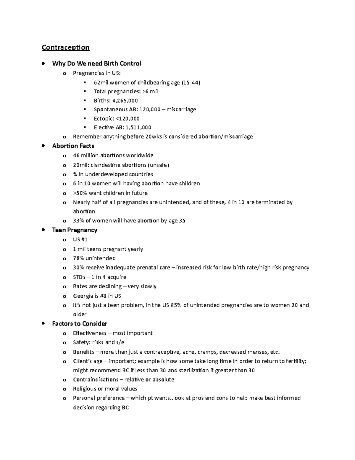 Contraception Lecture Notes 2 Contraception Why Do We Need Birth